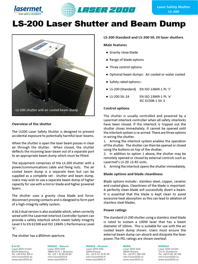 LMT - 1801 Lasershutter DB | PDF | Laser | Physical Sciences
