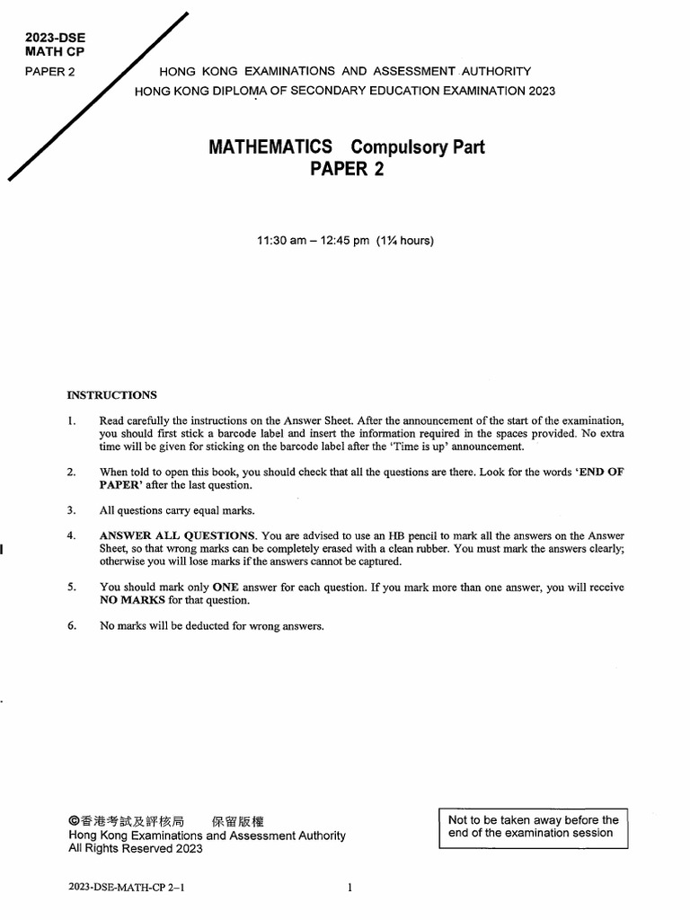 MATHEMATICS Compulsory Part Paper 2: Jteht | PDF | Area | Rectangle