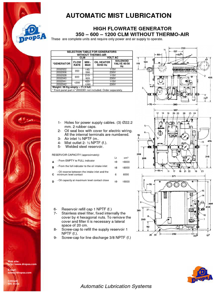 Dropsa Automatic Mist Lubrication 2004 | PDF | Mains Electricity ...