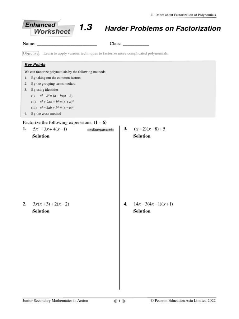 20220914-Enhance1 2C | PDF | Factorization | Polynomial