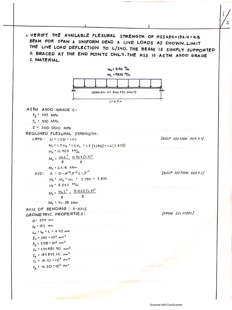 Steel Design - Flexural Strength of Beams (NSCP 2015) | PDF