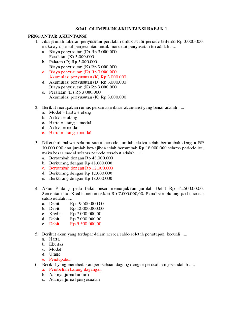 Soal Olimpiade Akuntansi Babak 1 (Revisi) | PDF