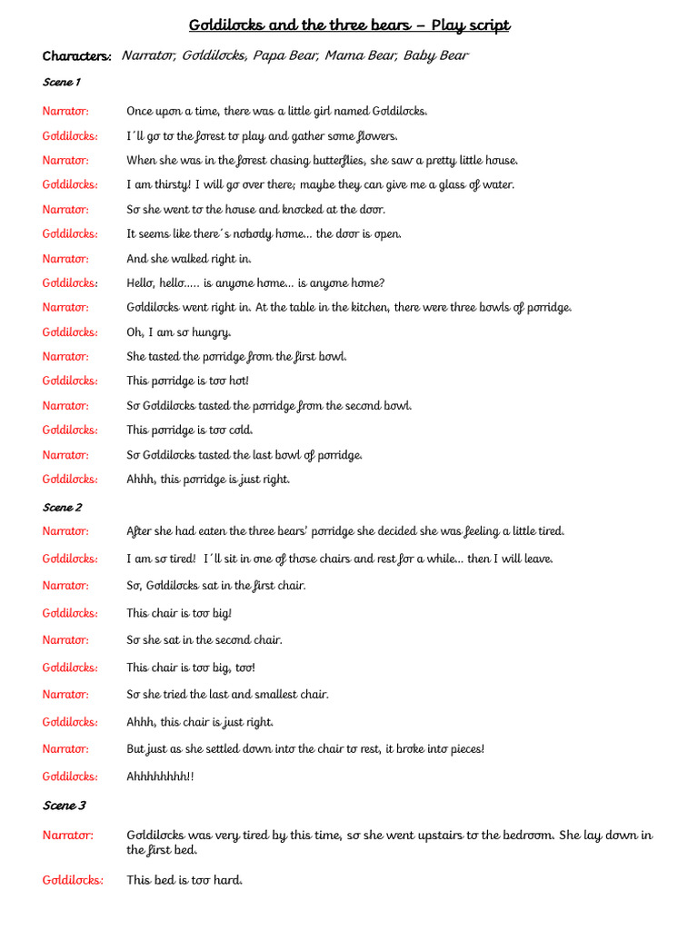 Goldilocks | PDF | Goldilocks And The Three Bears