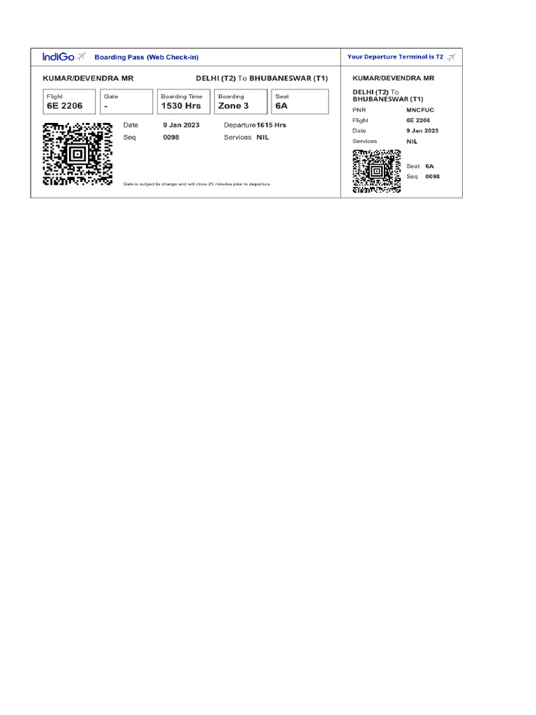 Bhubaneswar Bording Pas | PDF