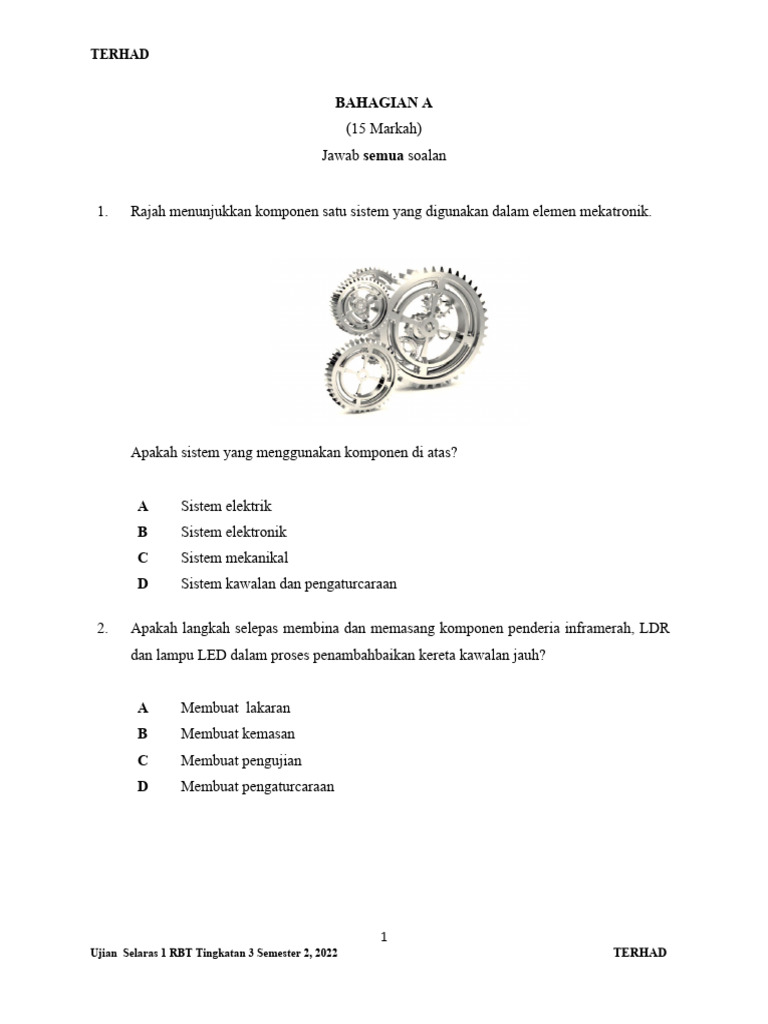 Ujian Selaras 1 Sem 2 2022 | PDF Ujian Selaras 1 Sem 2 2022 | PDF