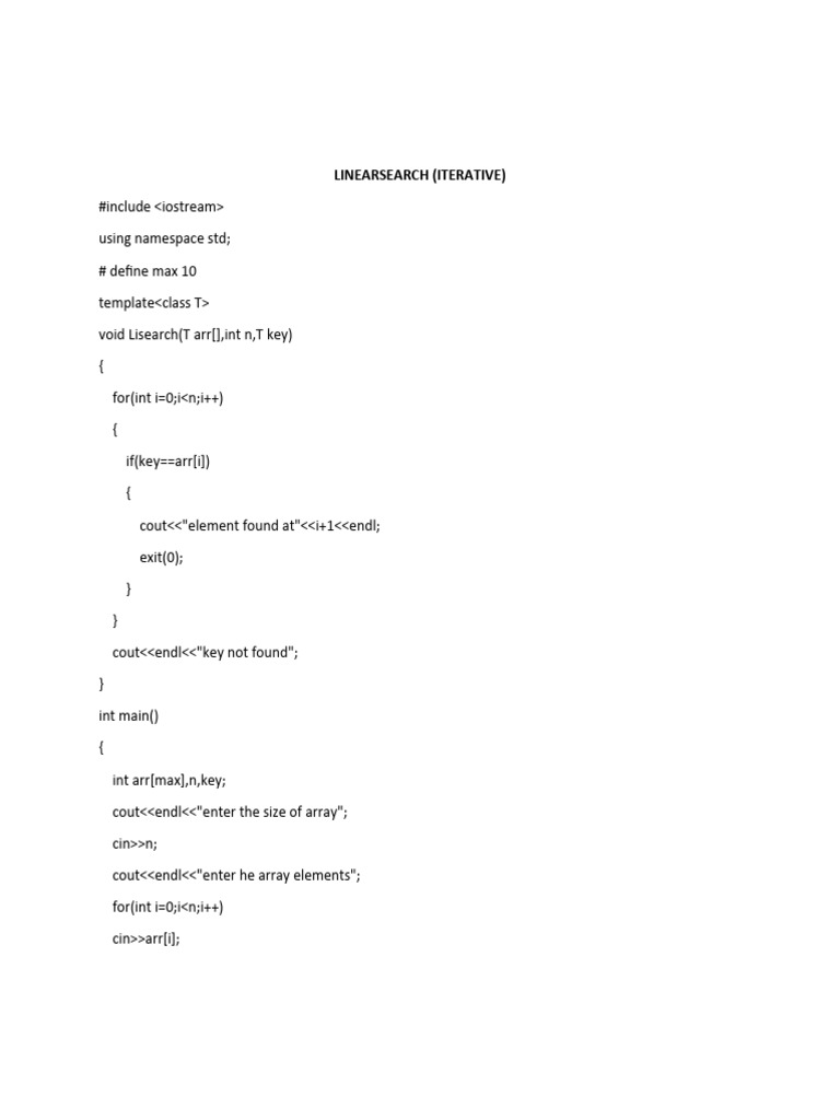 Linearsearch (Iterative) | Download Free PDF | Namespace | Mathematical Logic