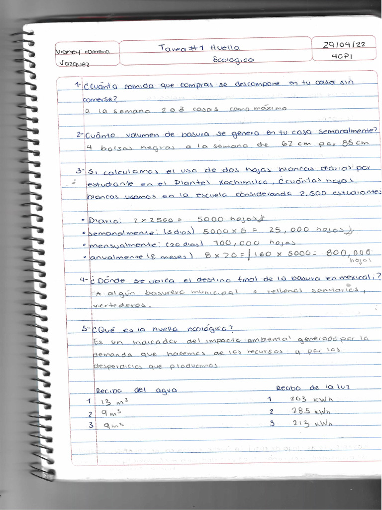 Tarea #1 Huella Ecologica 3er Parcial | PDF