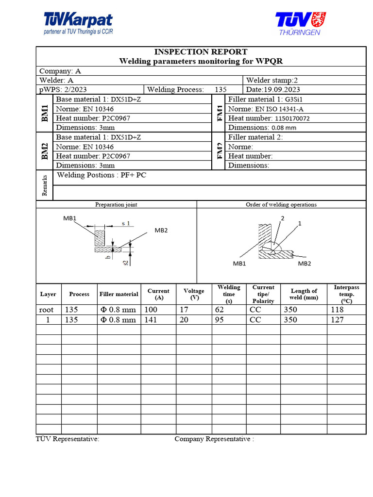 Welding Parameters Inspection Report | PDF