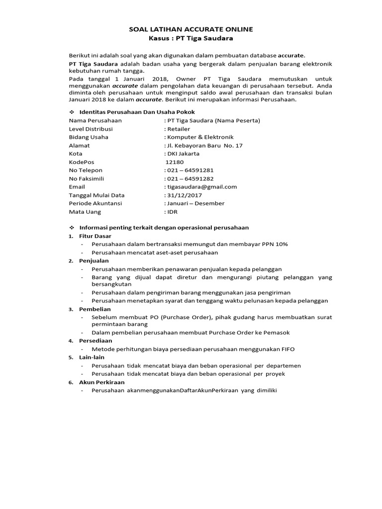 Soal PT Tiga Saudara | PDF