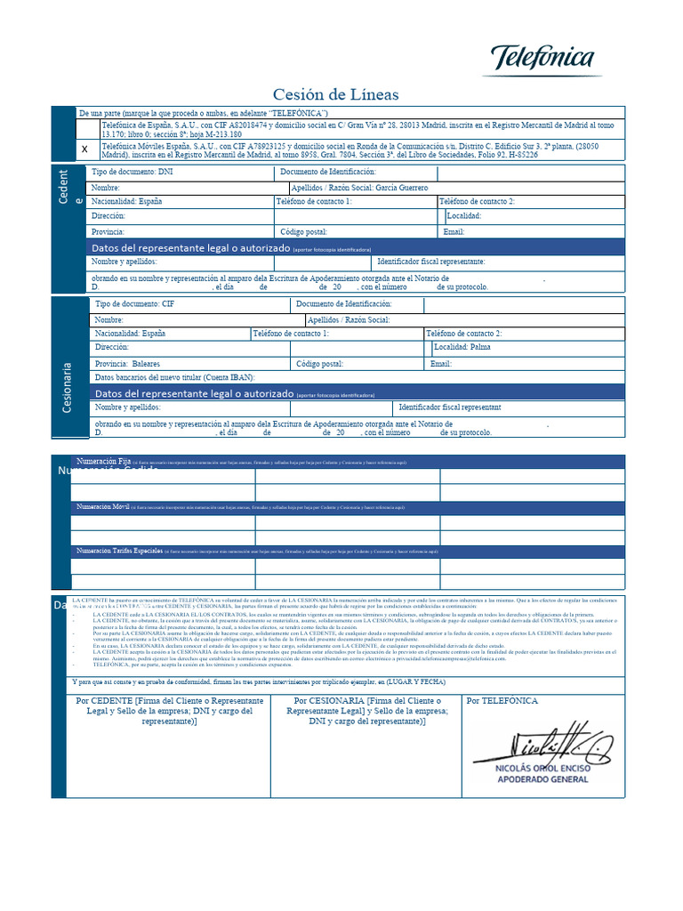 Contrato Cesion de Lineas | PDF