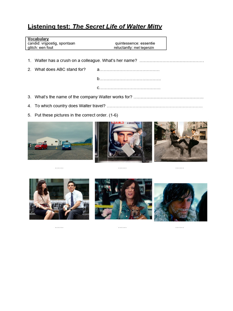 Listening Test The Secret Life of Walter Mitty | PDF
