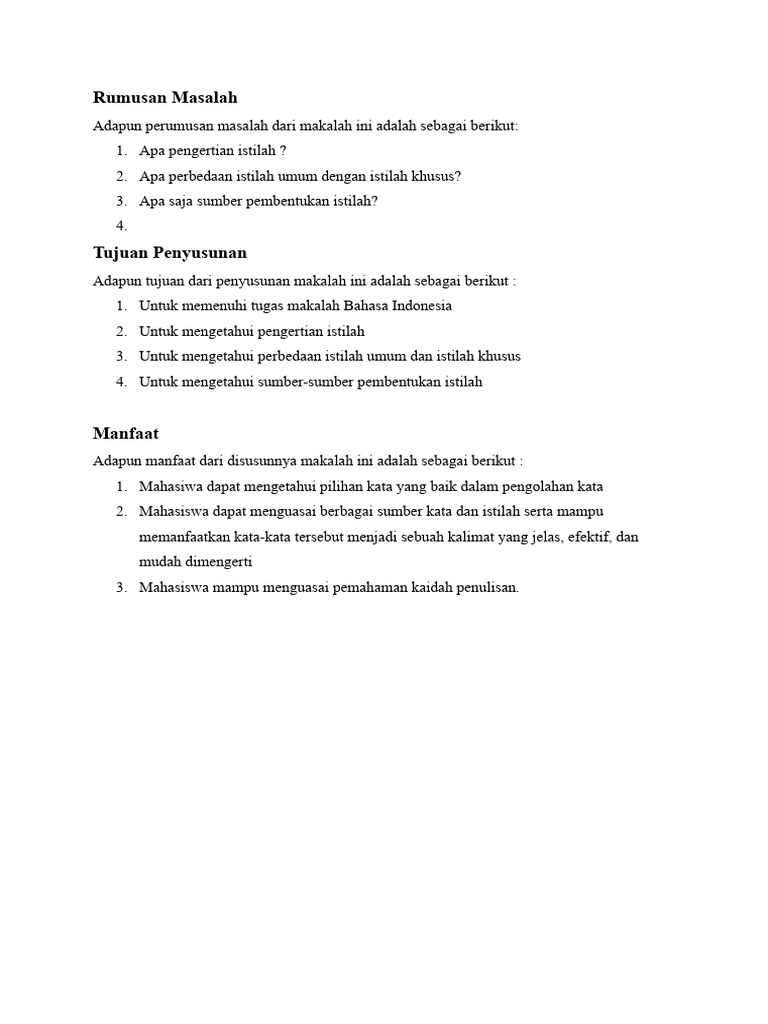Rumusan Masalah, Tujuan, Manfaat | PDF | Karier & Perkembangan