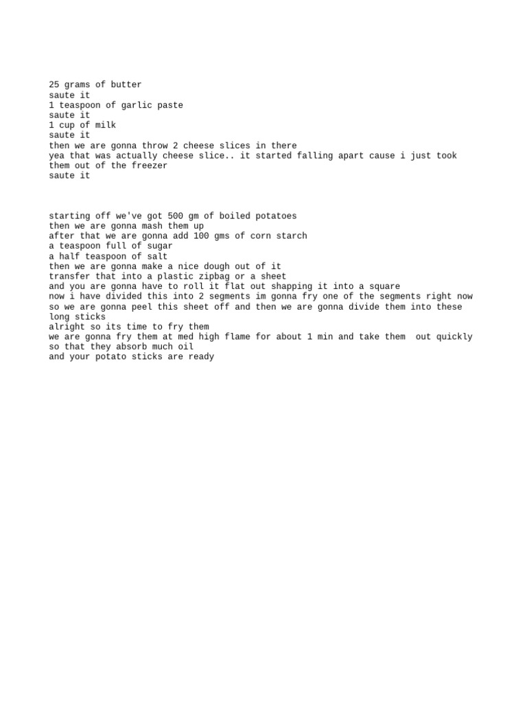 Script Potato Stick | PDF