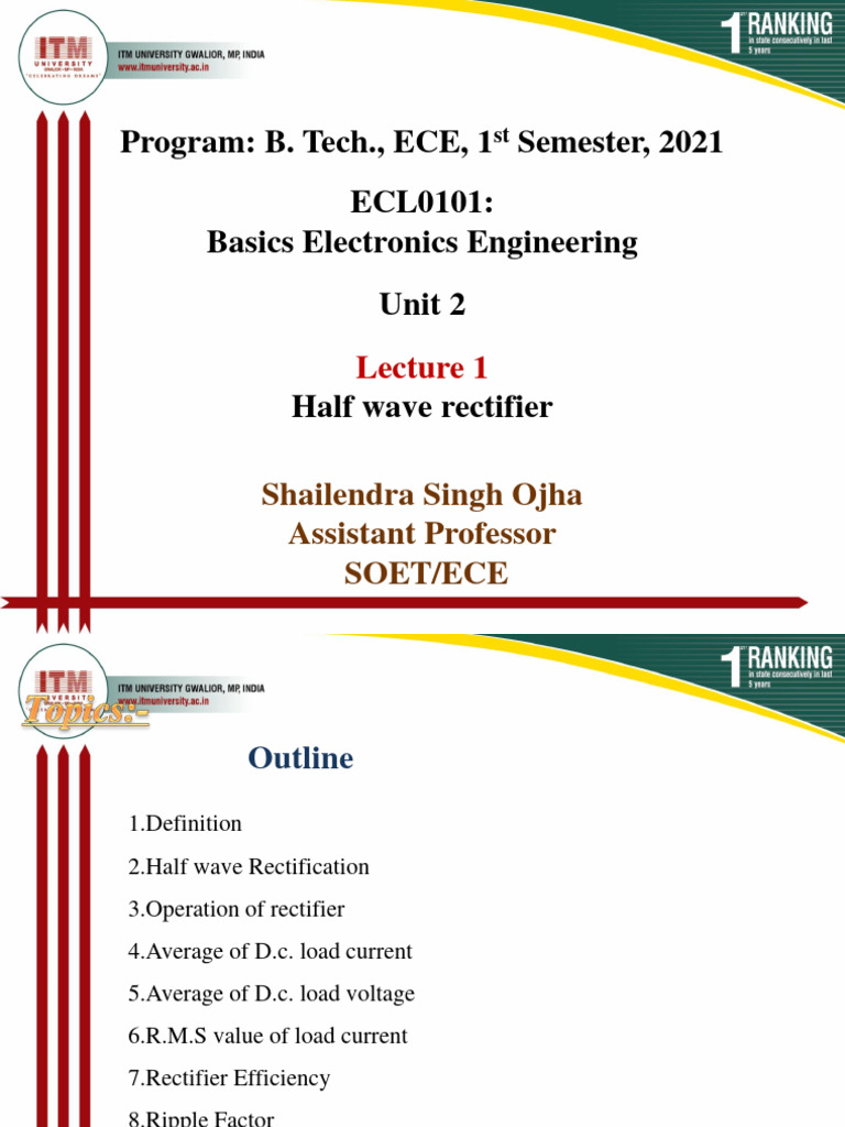 Lecture 1 Halfwave Rectifier | PDF | Rectifier | Power (Physics)