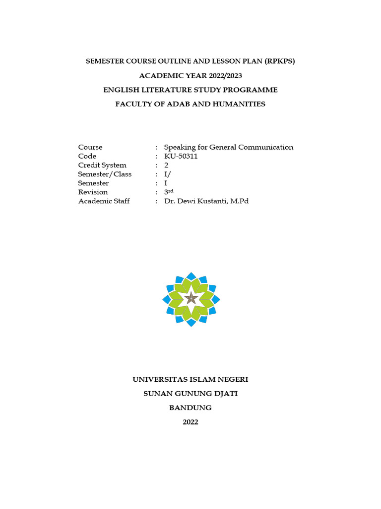 English Speaking Course Outline 2022/23 | PDF | Lesson Plan | Learning