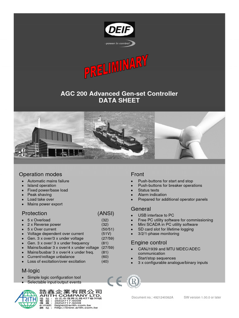 AGC200 Preliminari Datasheet | PDF | Mains Electricity | Alternating ...