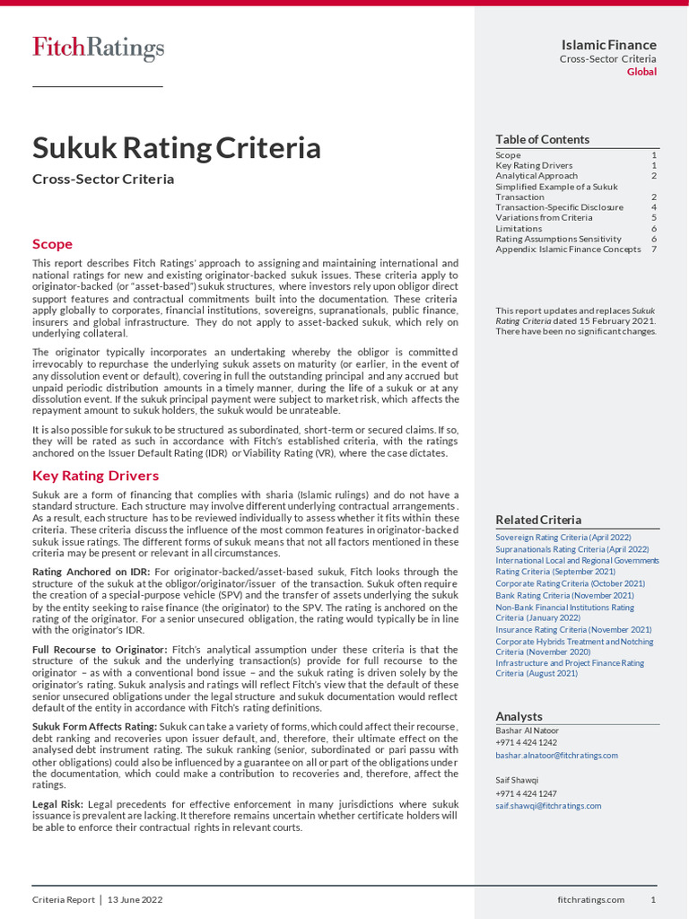 Fitch Ratings - Sukuk Rating Criteria | PDF | Islamic Banking And ...