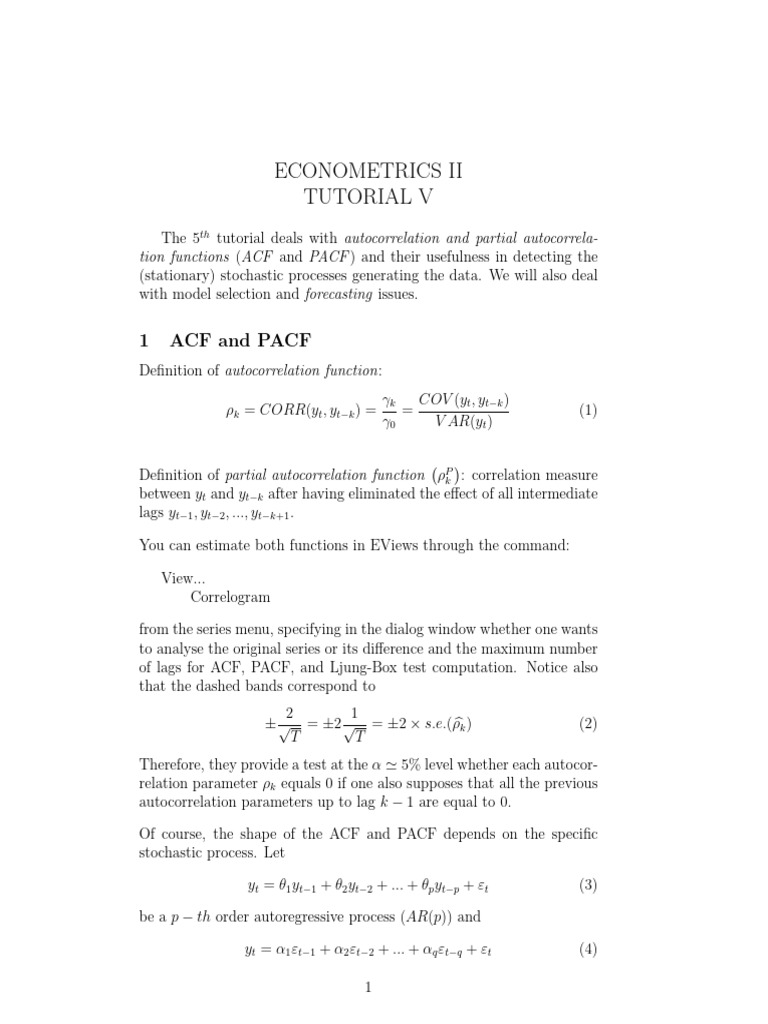 Econometrics Eviews 8 Pdf Autoregressive Model Coefficient Of