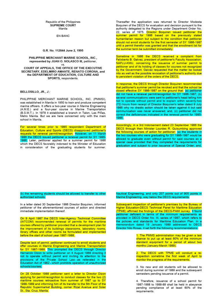 Phil. Merchant Marine School, Inc. vs. CA | PDF | Certiorari | Judgment ...