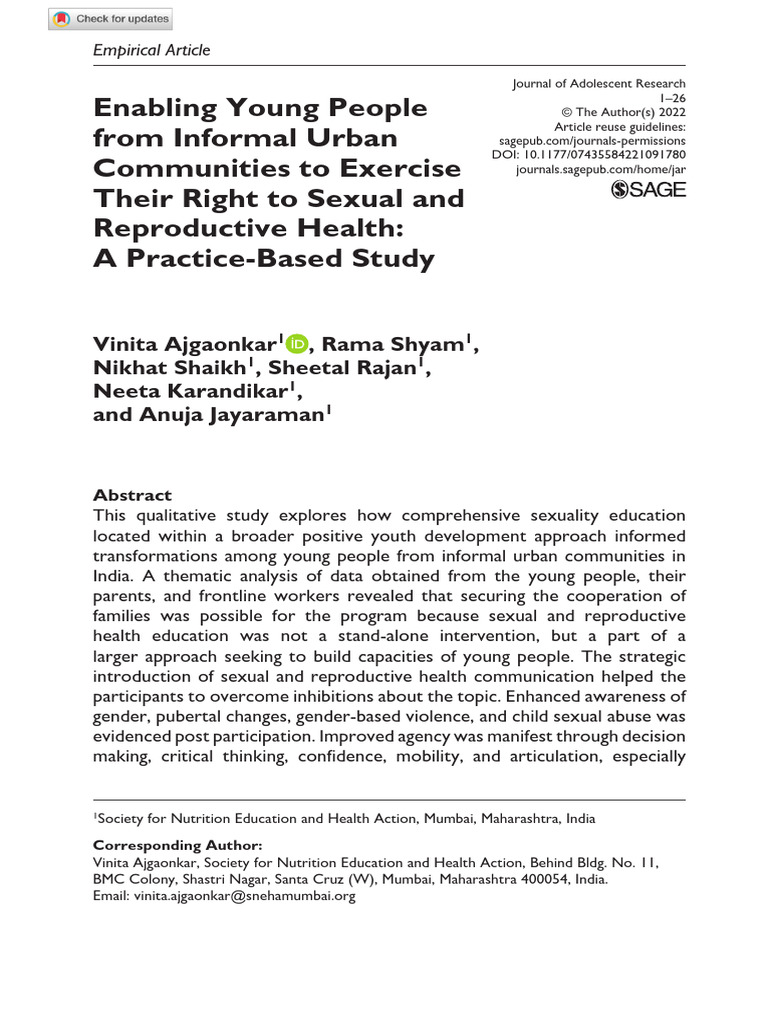 Enabling Young People Pdf Sex Education Adolescence