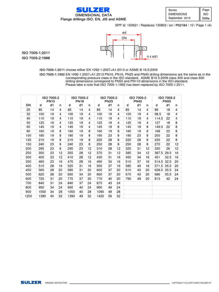 Sulzer Flange Dimension | PDF