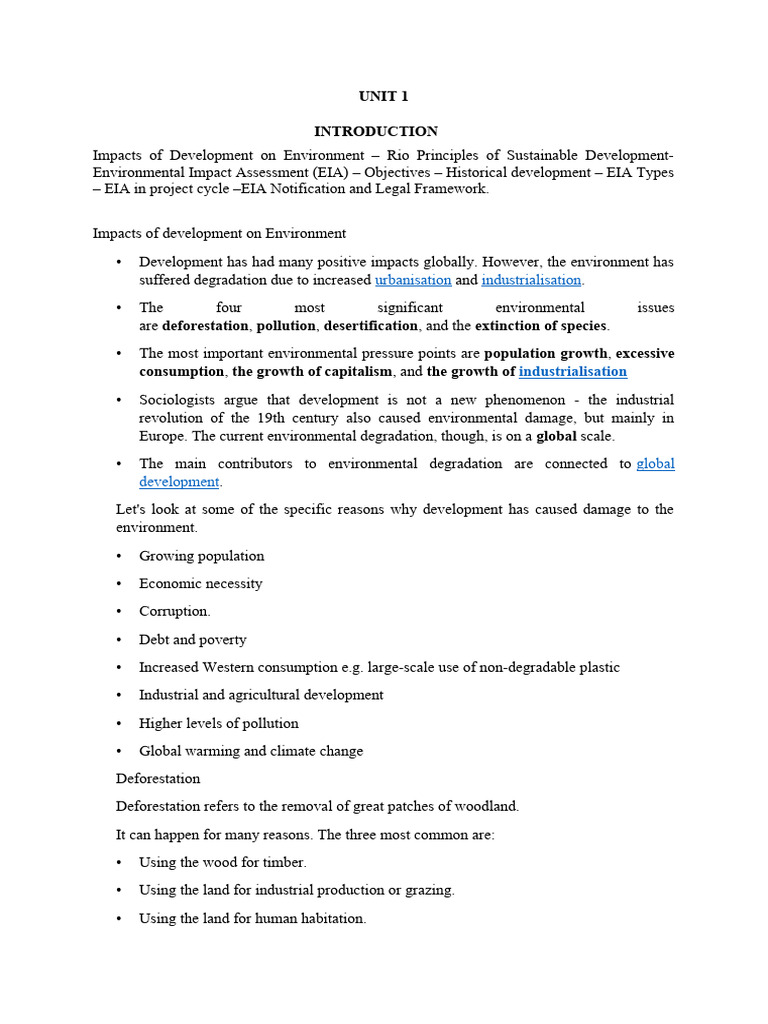 ESIA Unit 1 Notes | PDF | Life Cycle Assessment | Environmental Impact ...