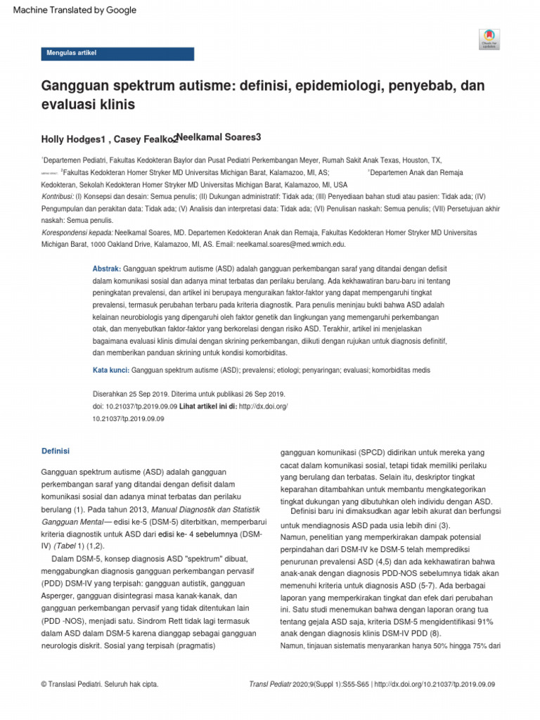 Autisme: Definisi dan Evaluasi | PDF