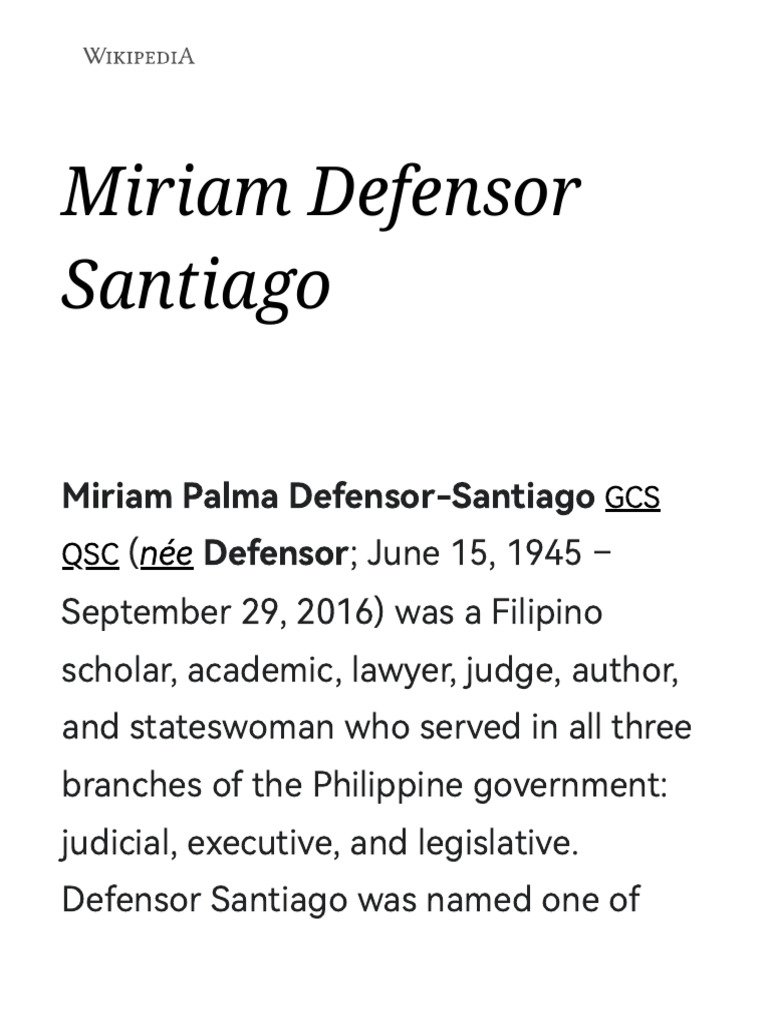 Miriam Defensor Santiago: Legacy and Achievements | PDF | Government