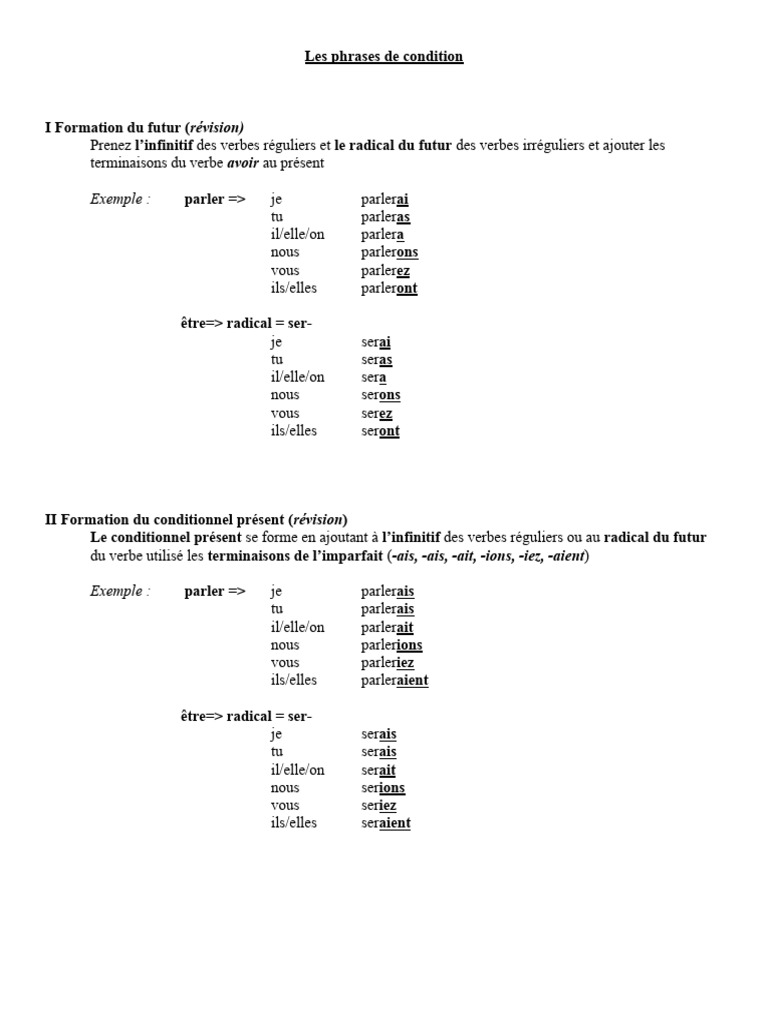 Les Phrases de Condition CL | PDF | Verbe | Grammaire