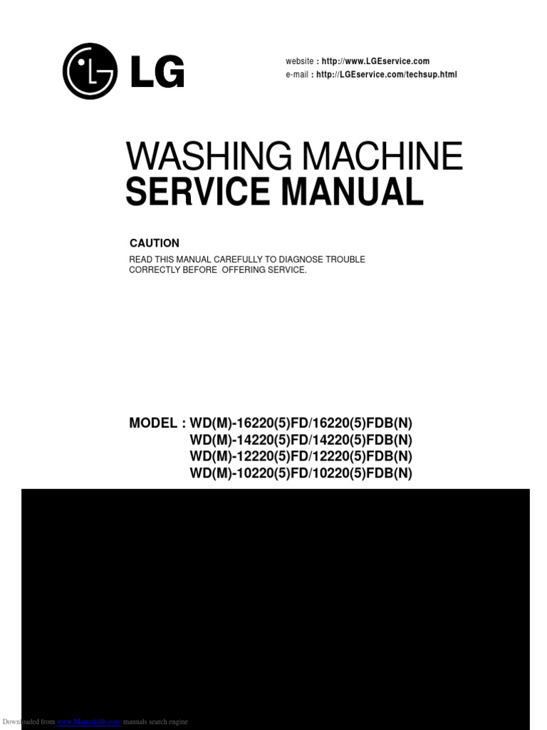 LG WD-xx220x Washing Machine - Service Manual | PDF | Washing Machine | Manufactured Goods