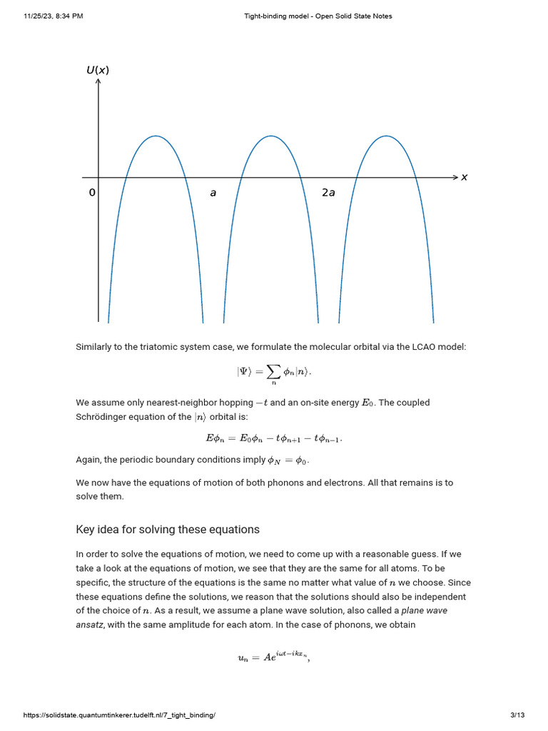 Tight-Binding Model & Band Structure | PDF | Atomic Orbital | Waves