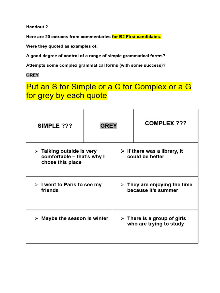Handout S and C Grammar | PDF