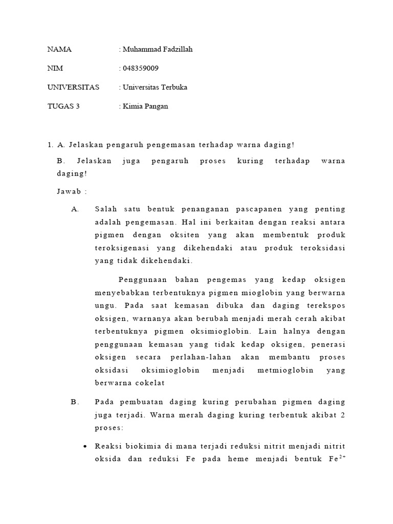 Tugas 3 Kimia Pangan Muhammad Fadzillah | PDF