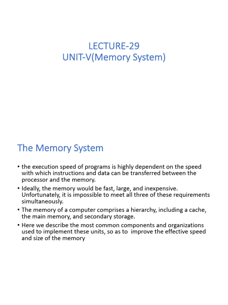 Unit V Memory System Pdf Random Access Memory Computer Data Storage 2927
