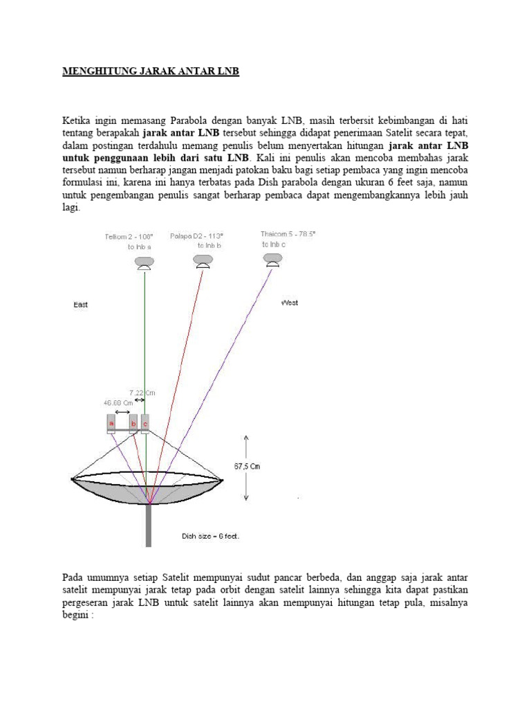 Jarak Antar LNB Parabola Satelit | PDF | Teknologi & Rekayasa