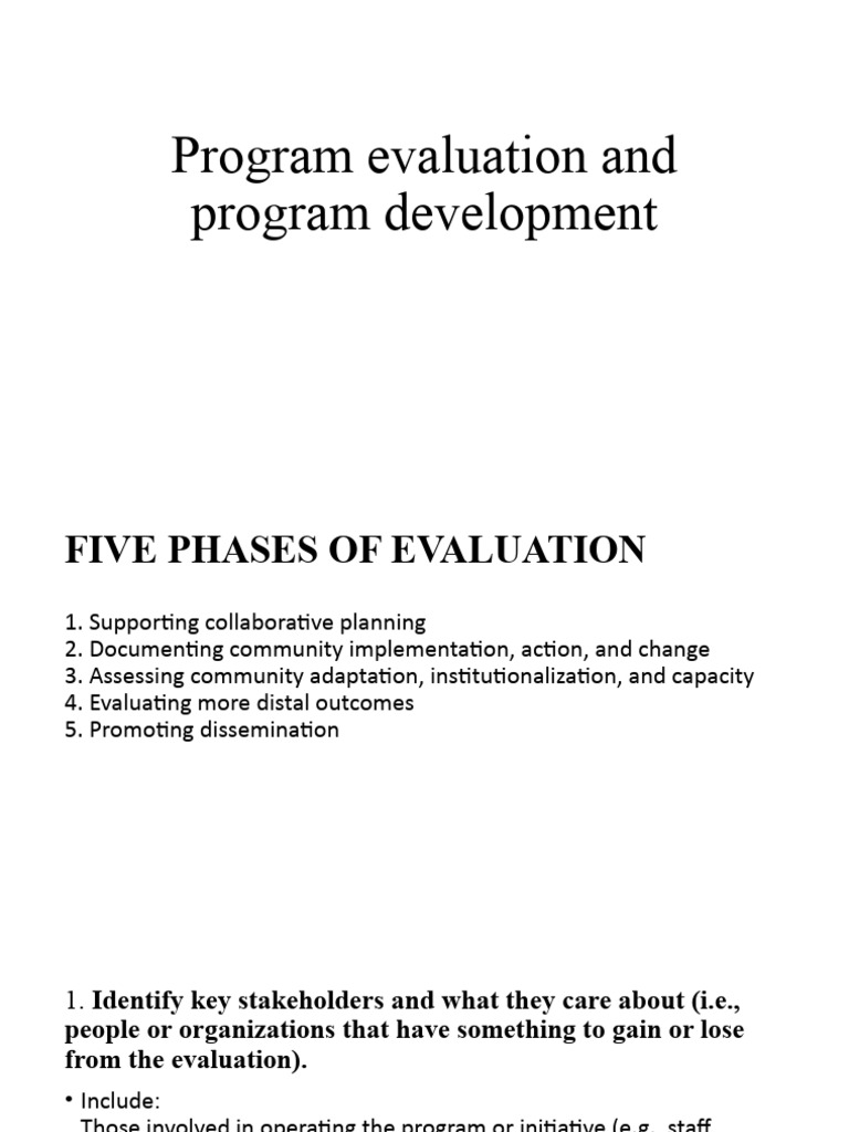 Program Evaluation | PDF | Evaluation | Program Evaluation Program Evaluation | PDF | Evaluation | Program Evaluation