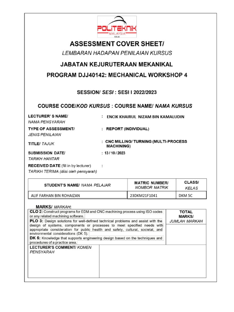 Report CNC Miling Politeknik | PDF | Numerical Control | Secondary ...