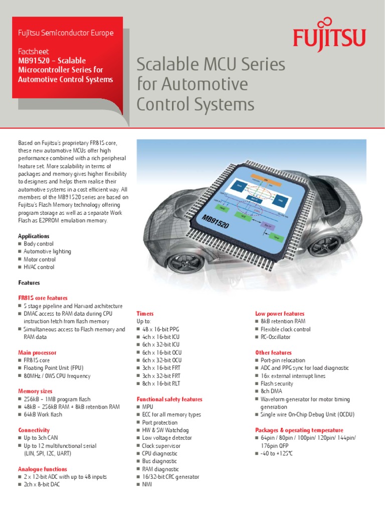 Fujitsu MB91520 Automotive MCUs Overview | PDF | Microcontroller ...