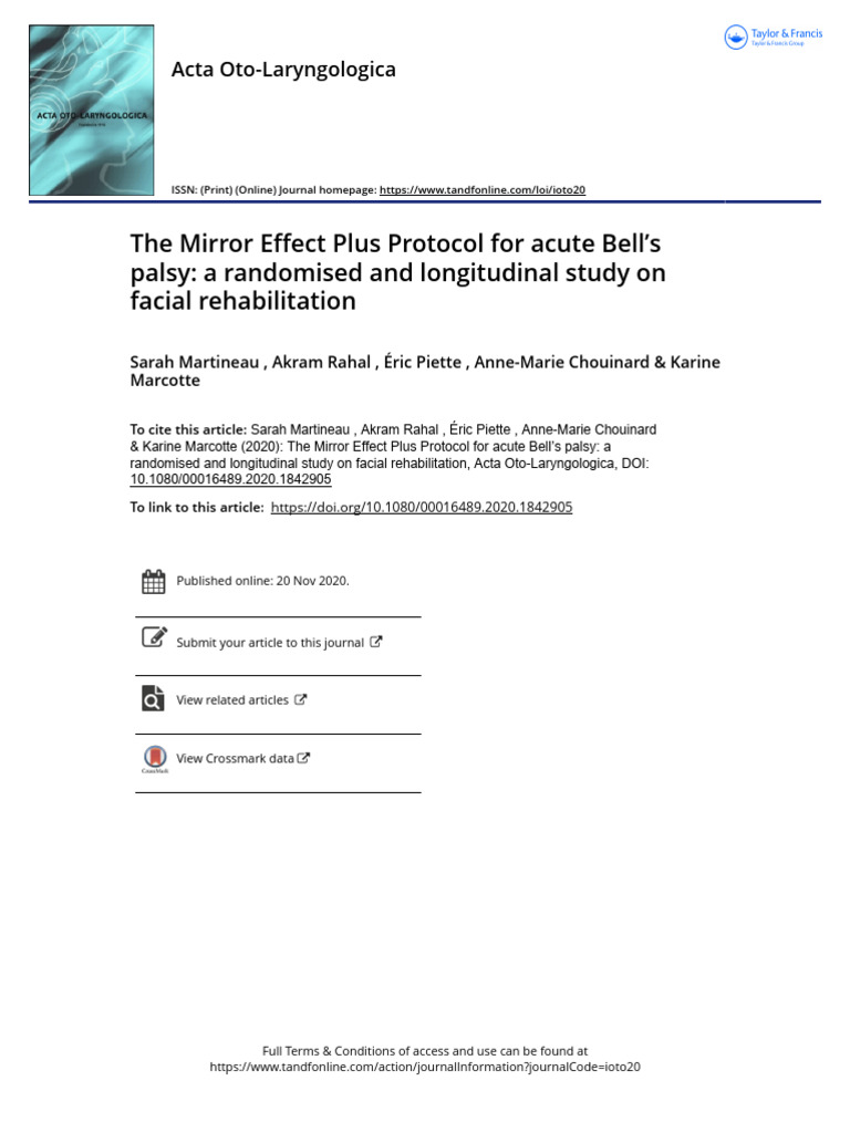 The Mirror Effect Plus Protocol For Acute Bell's Palsy A Randomised and ...