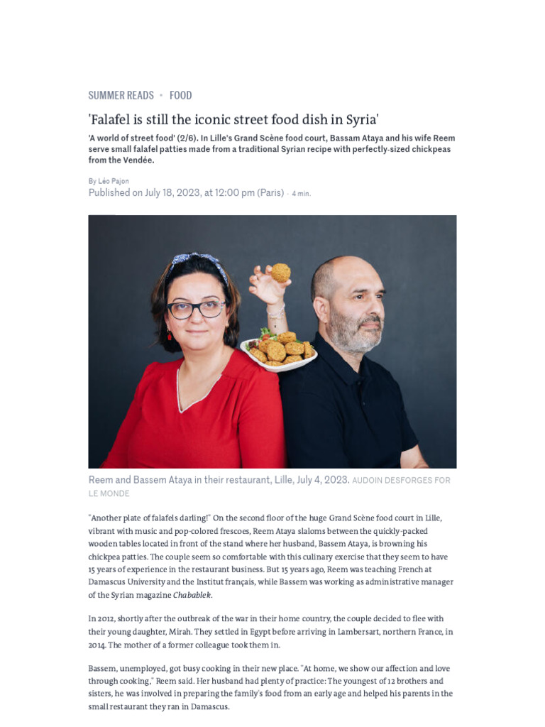 Falafel Is Still The Iconic Street Food Dish in Syria | PDF | Food And ...