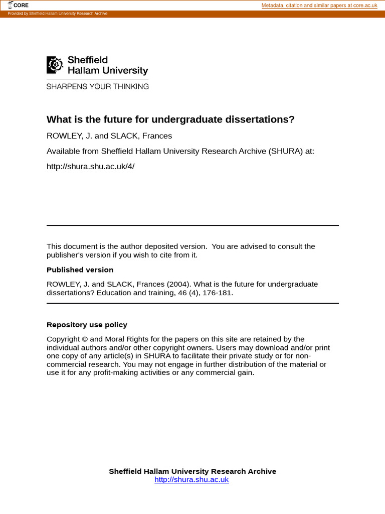 What Is The Future For Undergraduate Dissertations? | PDF | Thesis ...