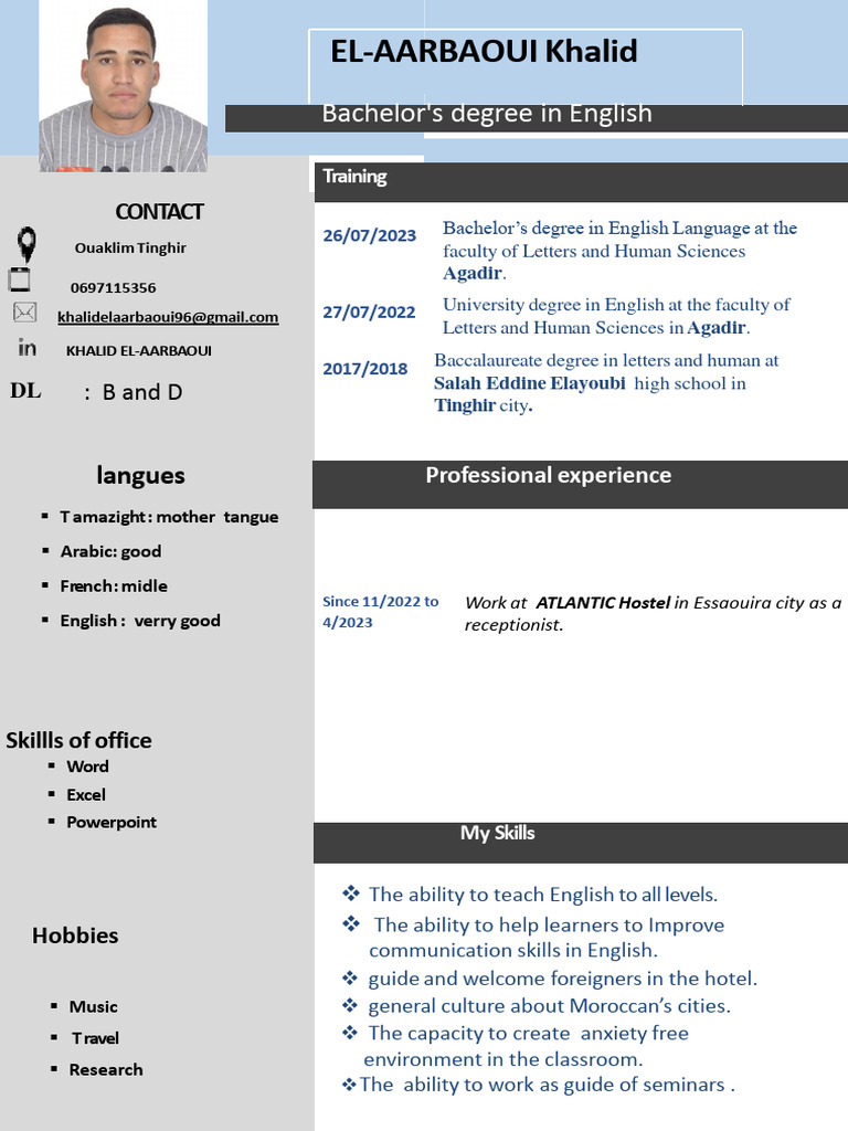English CV Khalid 2023 | PDF | Foreign Language Studies