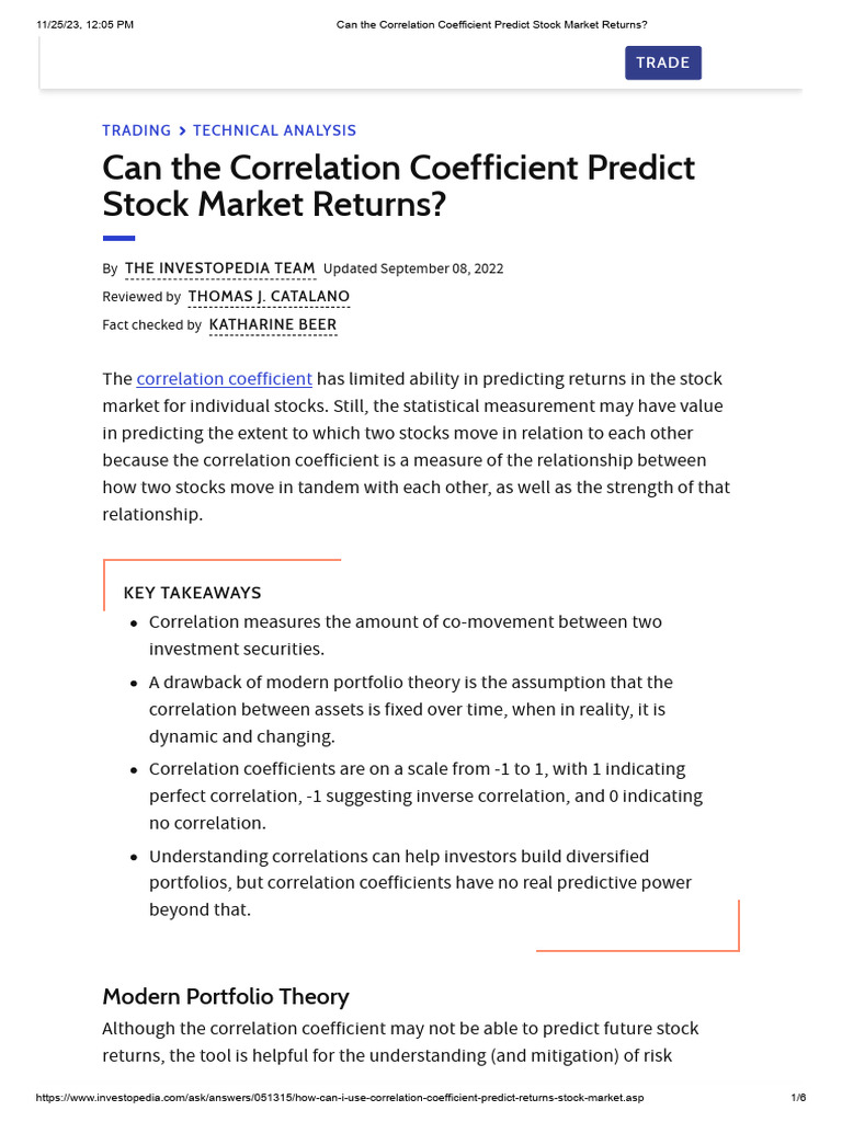 Can The Correlation Coefficient Predict Stock Market Returns | PDF ...