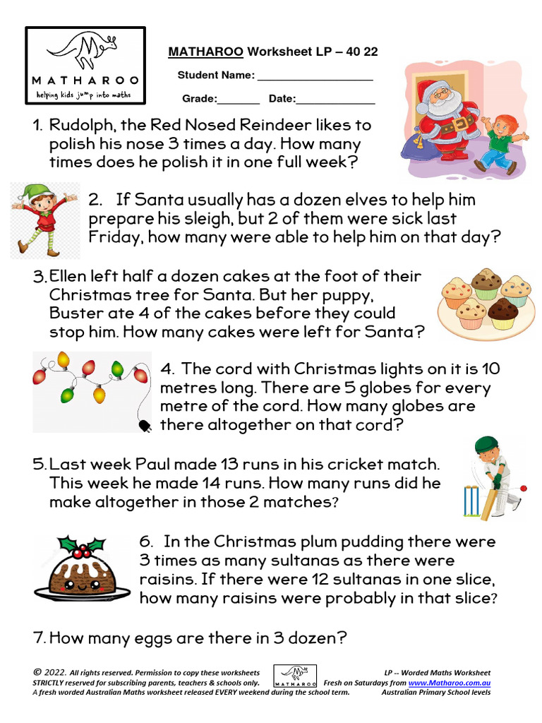 MATHAROO Worksheet LP - 40 22: Student Name: - Grade: - Date | PDF