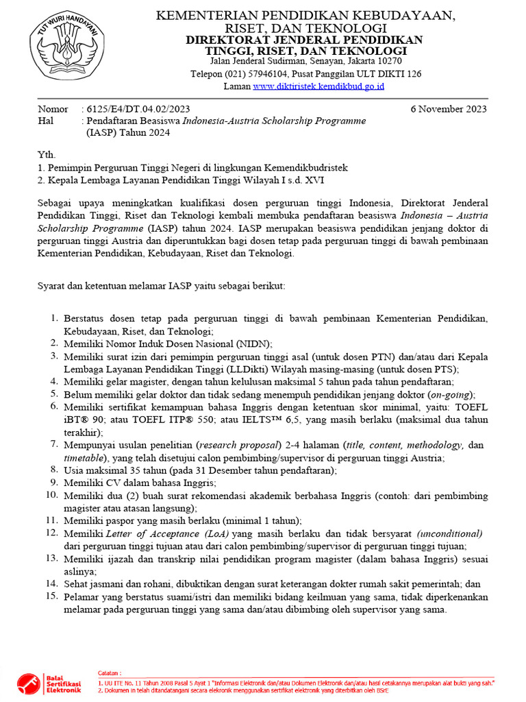 Pendaftaran Beasiswa-Indonesia-Austria-Scholarship-Programme-IASP-Tahun-2024 | PDF | Ilmu Sosial