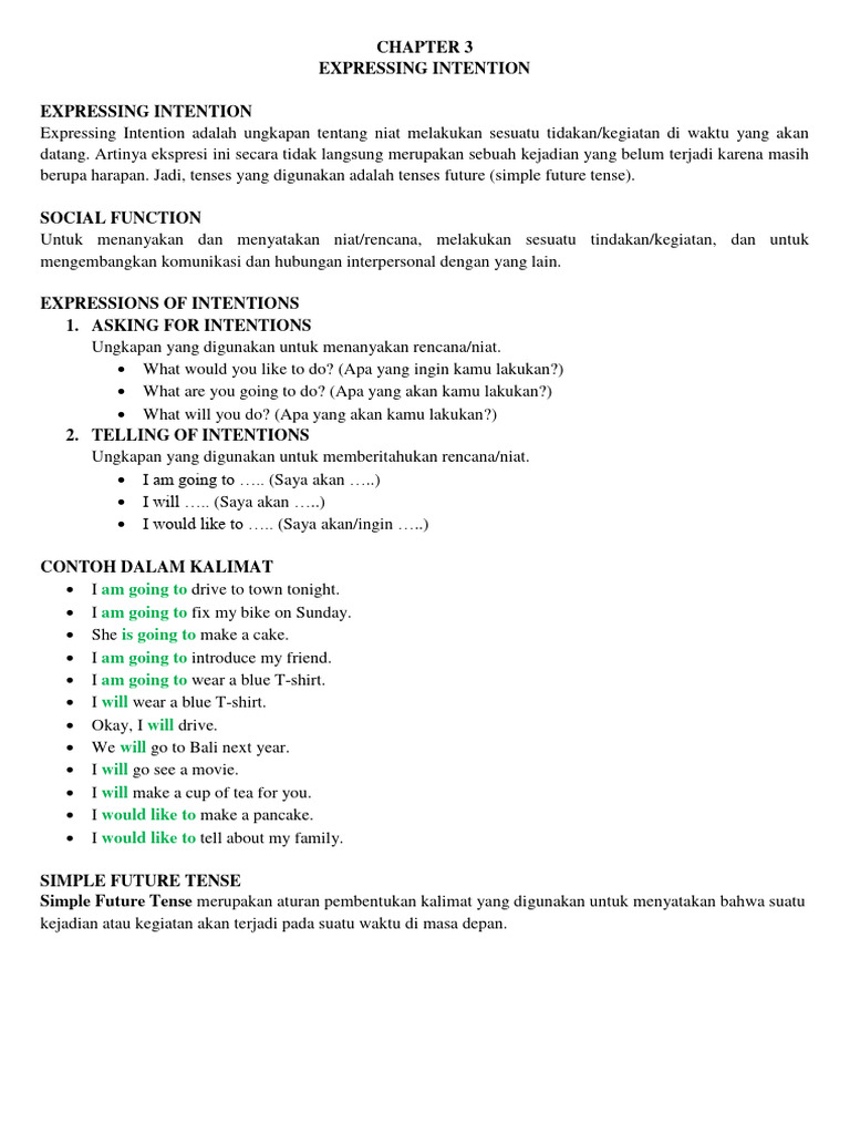 (Chapter 3) Materi Expressing Intention | PDF