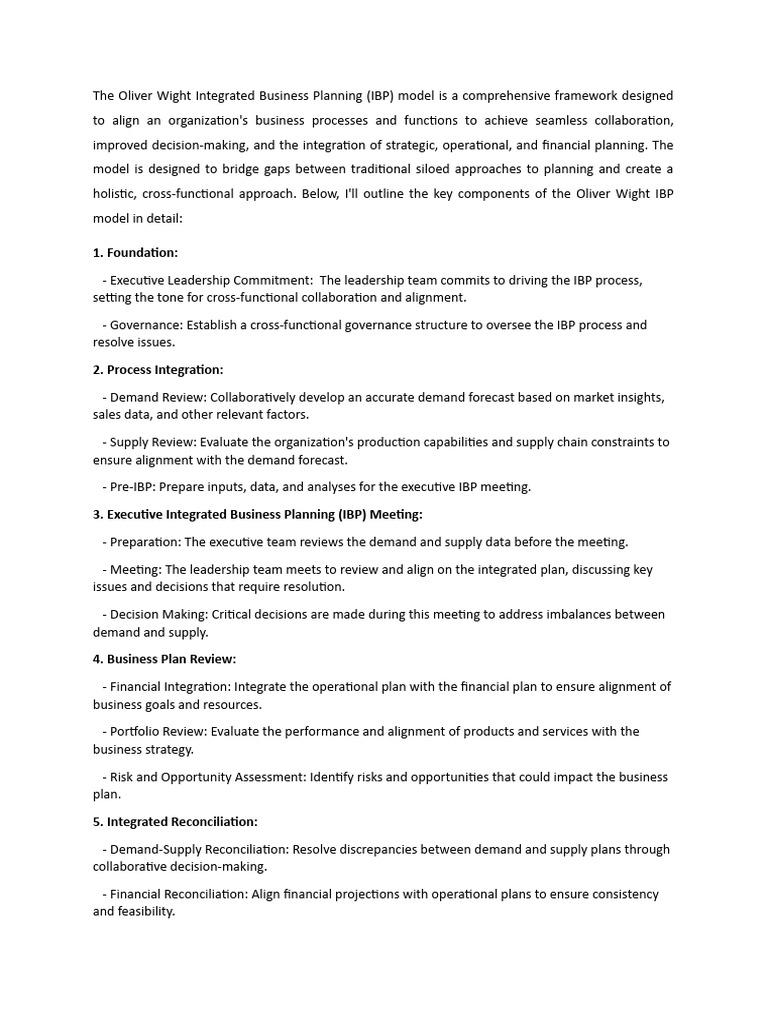 The Oliver Wight IBP | PDF | Performance Indicator | Analytics