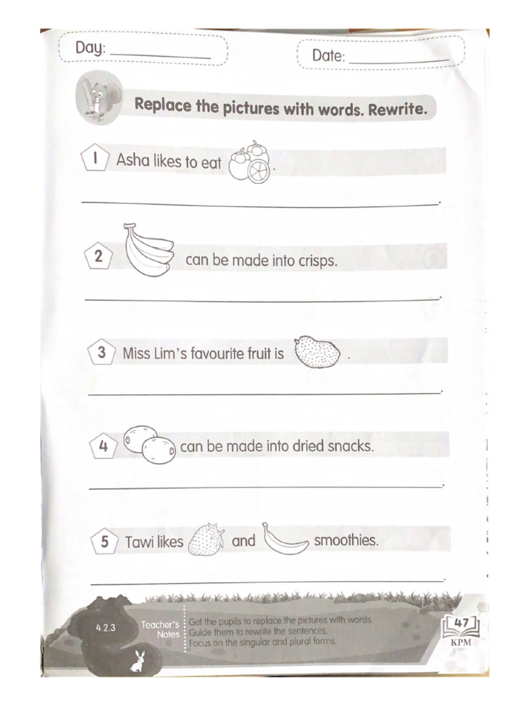 Replace The Pictures With Words. Rewrite. | PDF