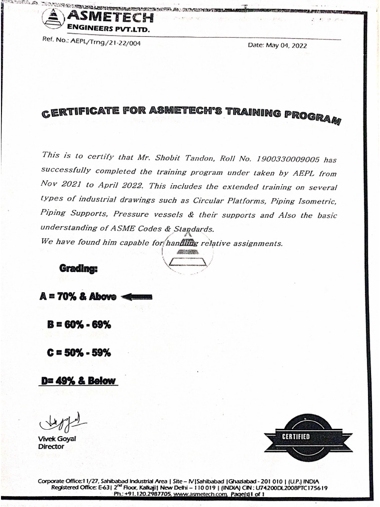 Autocad Training Certificate | PDF