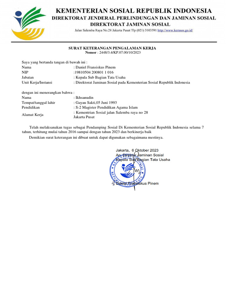 Data Surat Keterangan | PDF